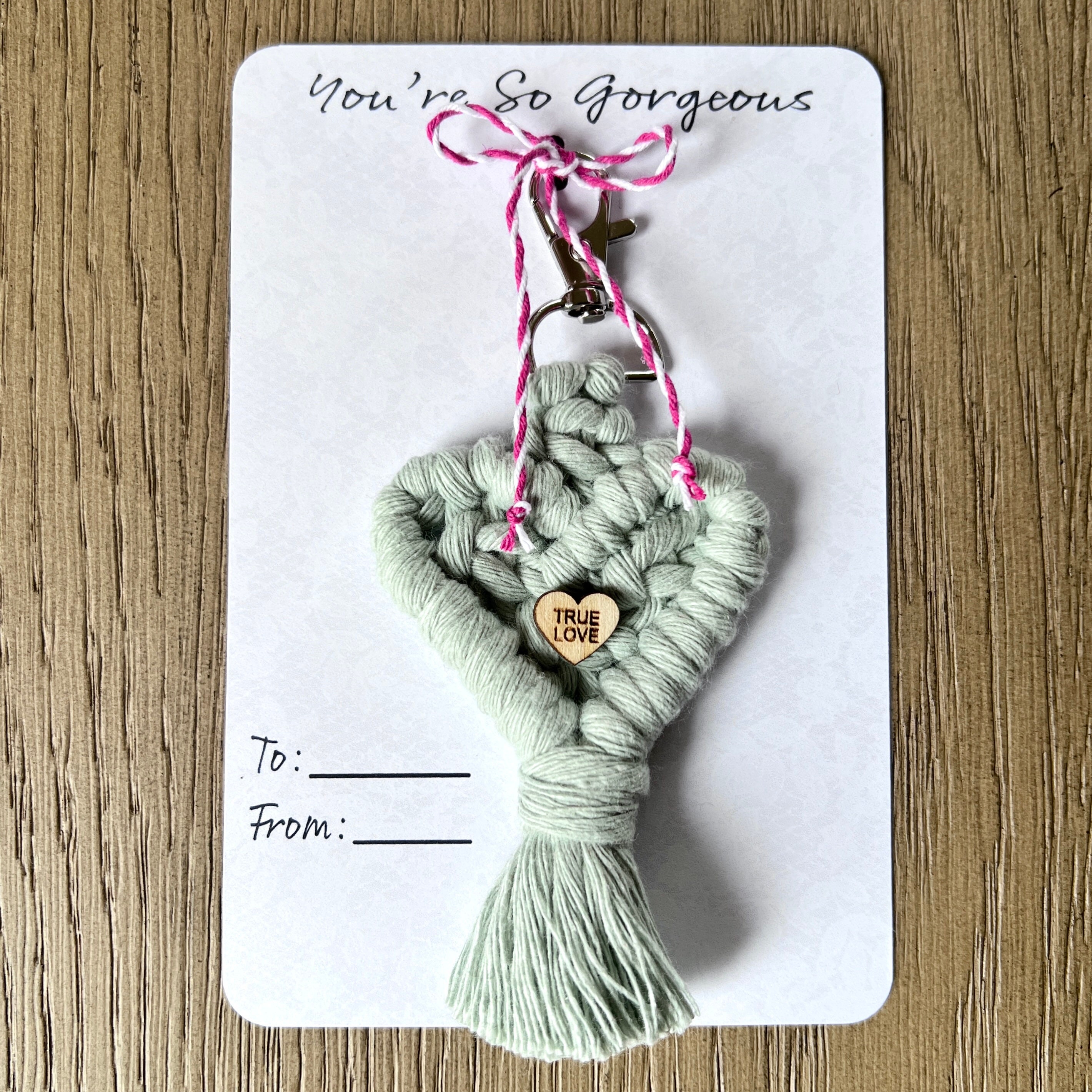 Macrame Conversation Heart Bag Charm Keychain | Purse Charm | Heart ...