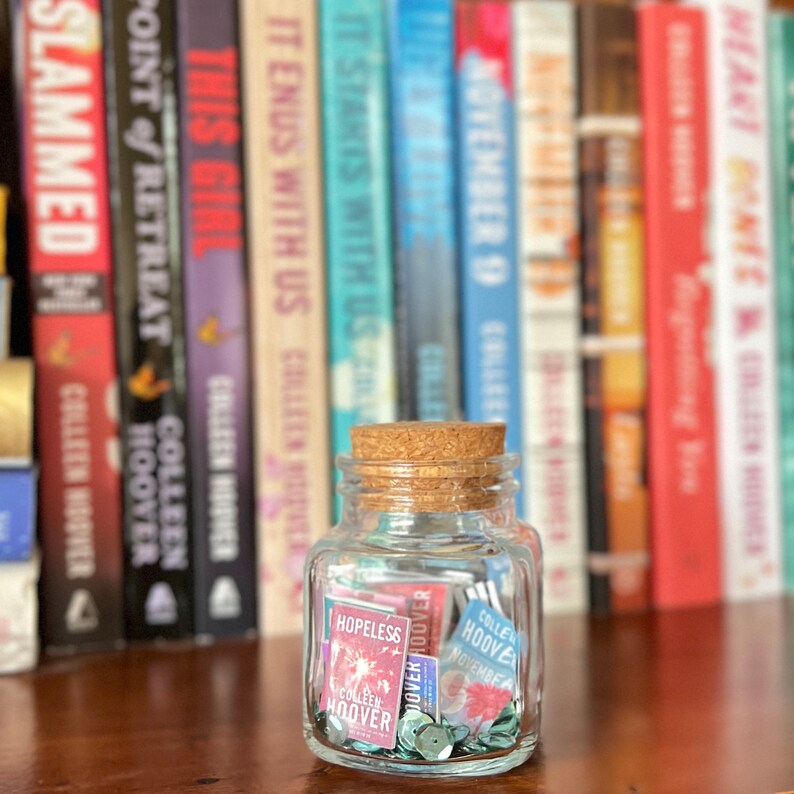 Square Glass Jar Filled With Handmade Mini Books Colleen Hoover Books ...