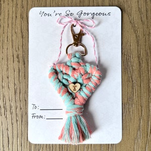 Macrame Conversation Heart Bag Charm Keychain | Purse Charm | Heart ...