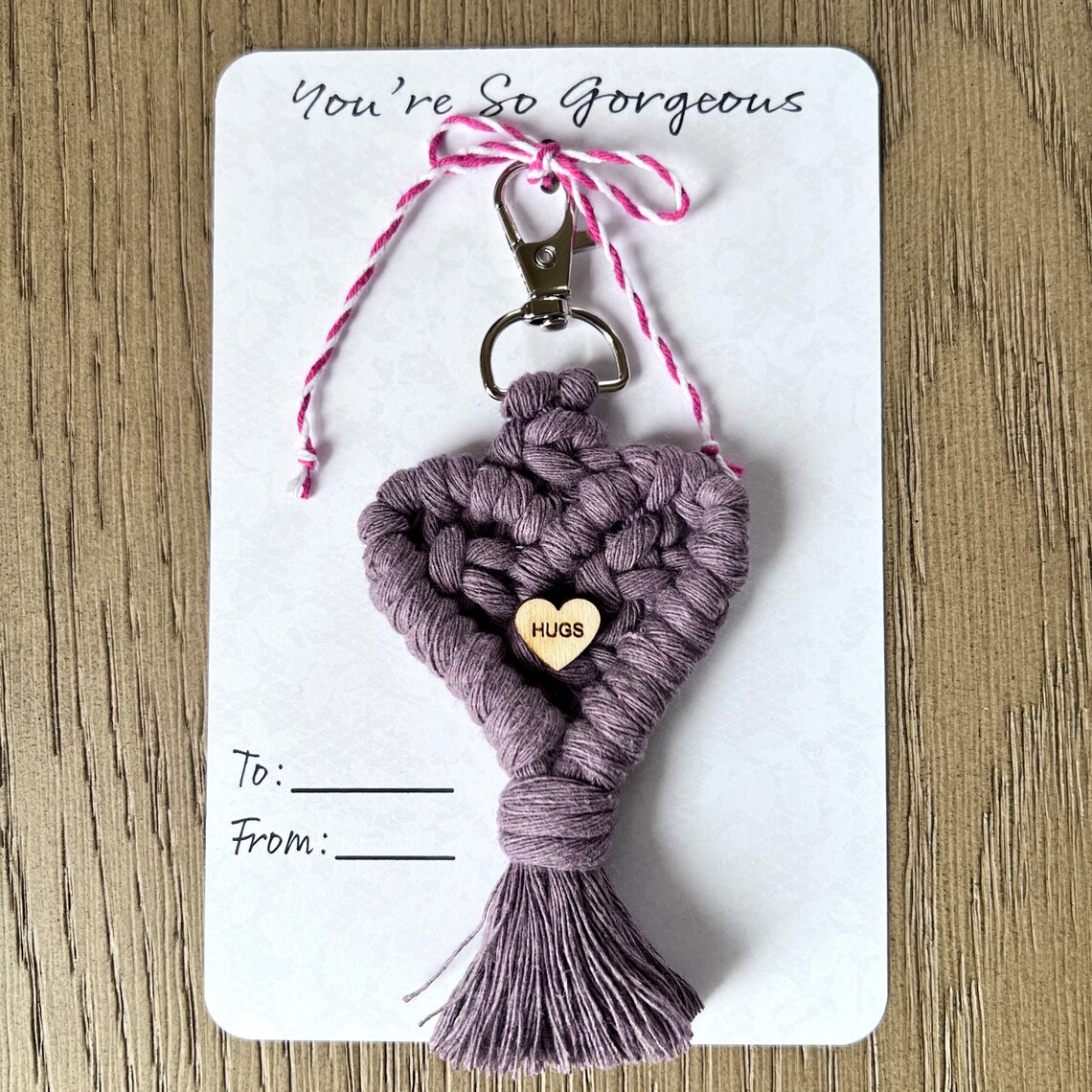 Macrame Conversation Heart Bag Charm Keychain | Purse Charm | Heart ...