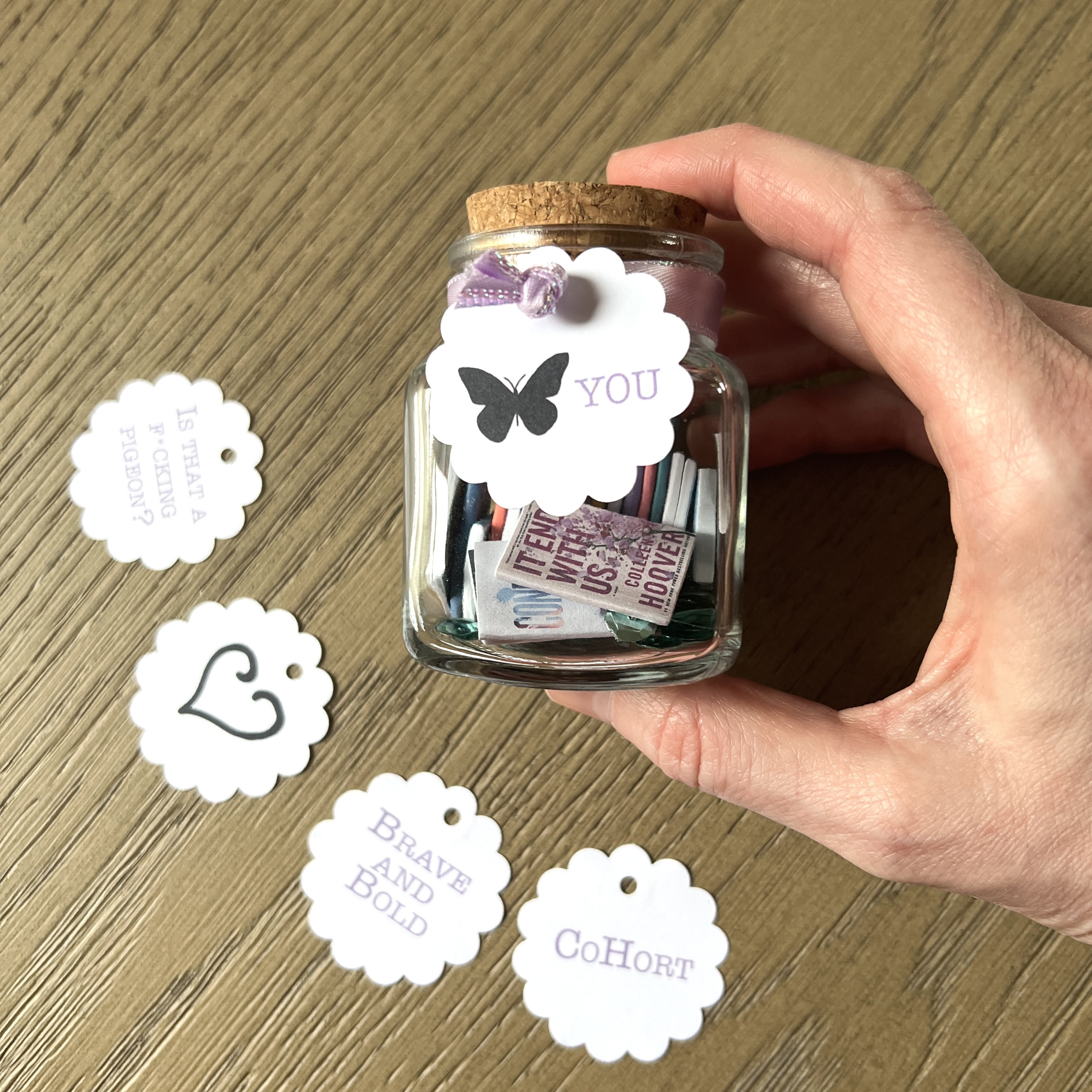 Square Glass Jar Filled With Handmade Mini Books - Colleen Hoover Books ...