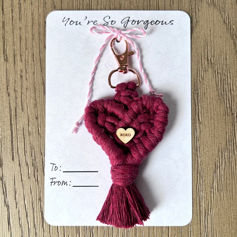 Macrame Conversation Heart Bag Charm Keychain | Purse Charm | Heart ...