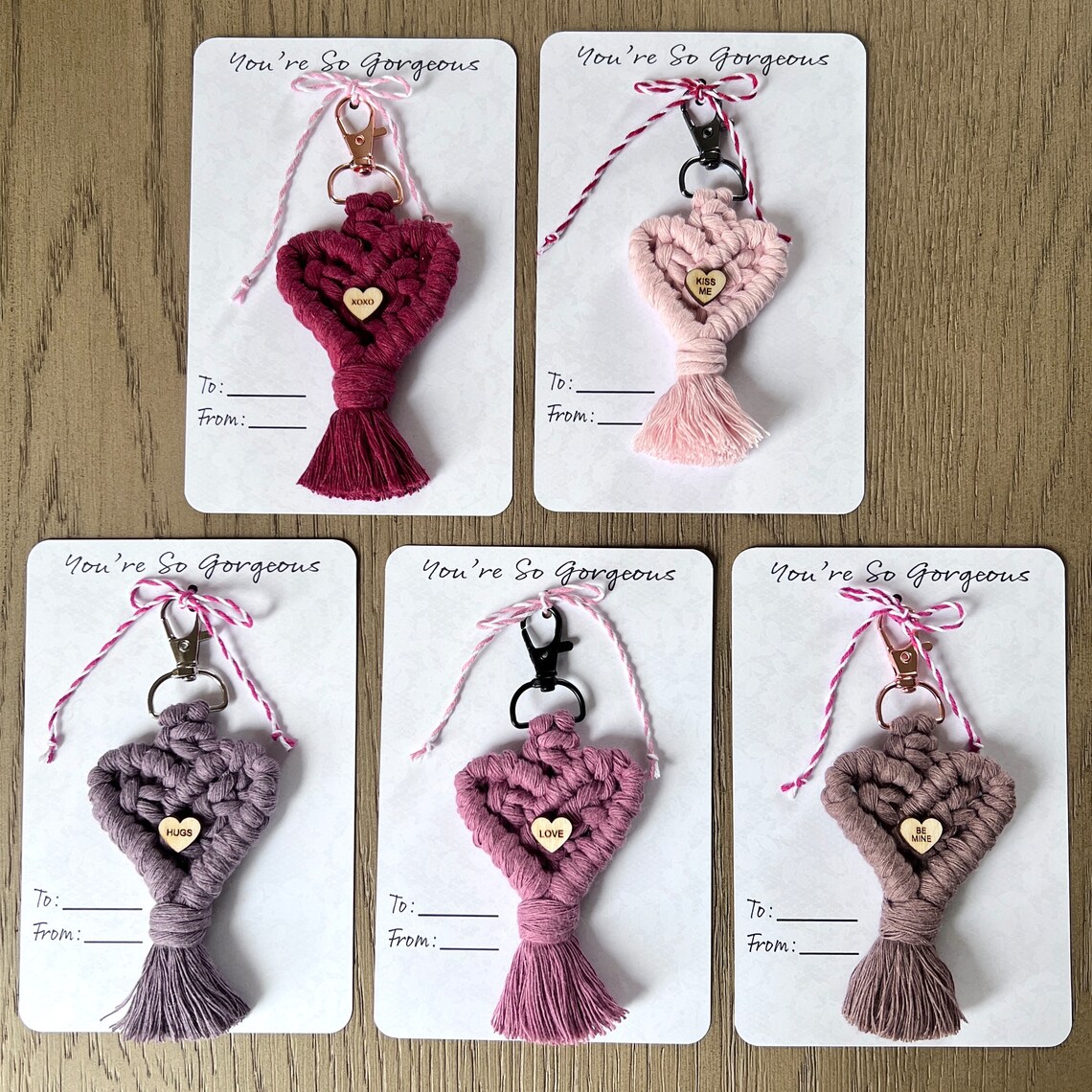 Macrame Conversation Heart Bag Charm Keychain | Purse Charm | Heart ...