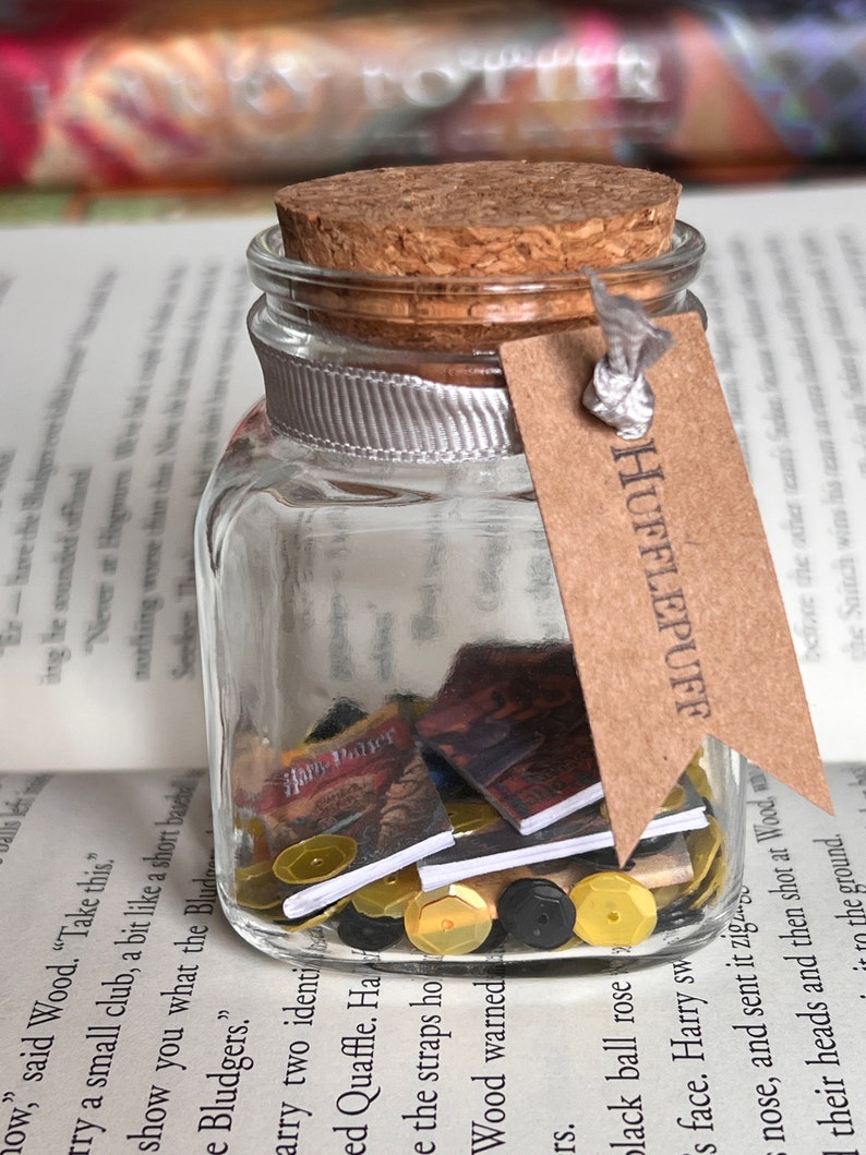 Square Glass Jar Filled With Handmade Mini Books Harry - Etsy