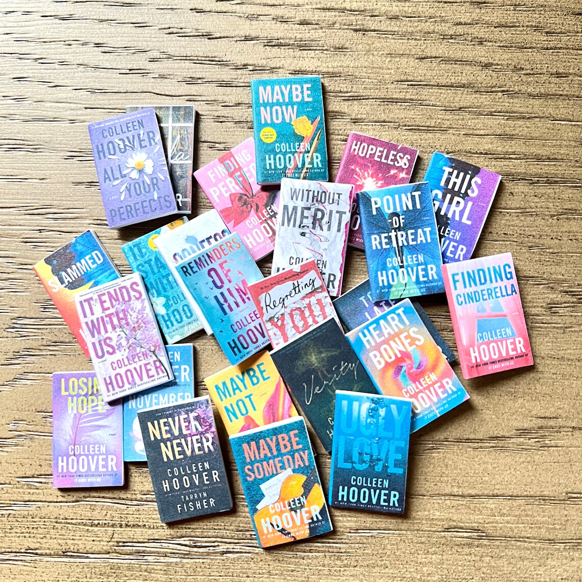 Square Glass Jar Filled With Handmade Mini Books Colleen Hoover Books ...