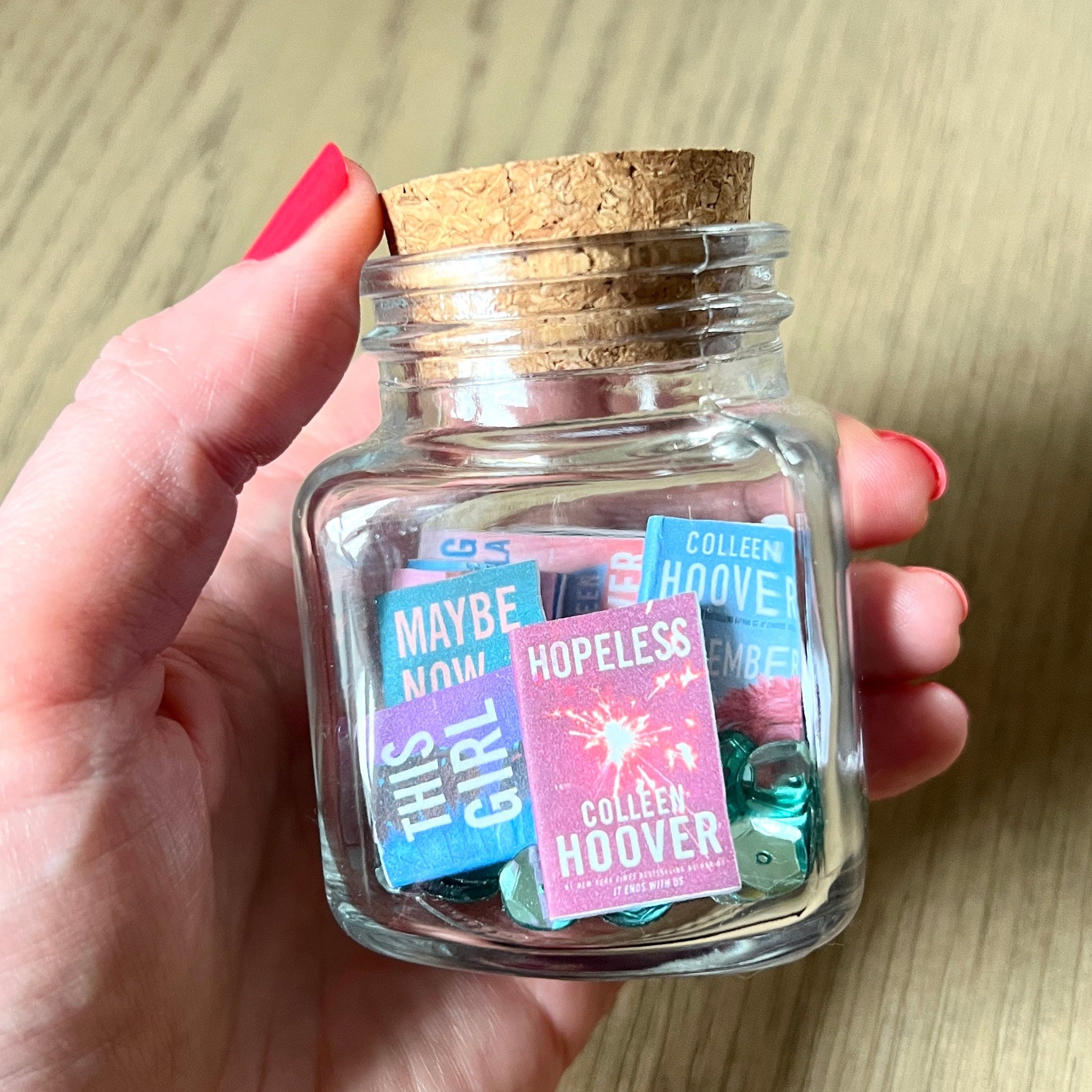 Square Glass Jar Filled With Handmade Mini Books - Colleen Hoover Books ...