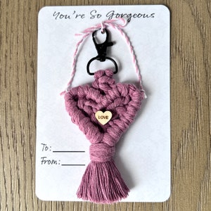 Macrame Conversation Heart Bag Charm Keychain | Purse Charm | Heart ...