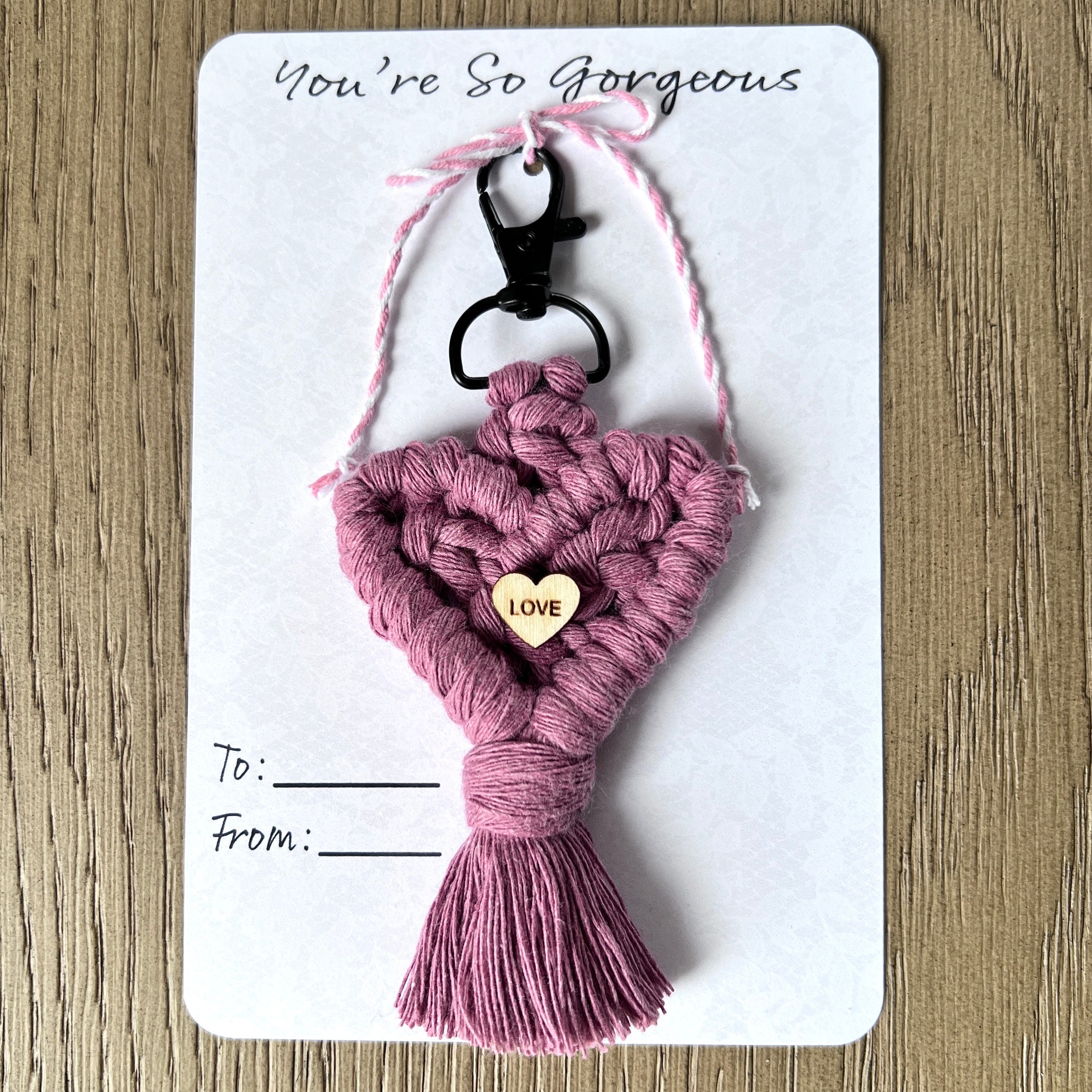 Macrame Conversation Heart Bag Charm Keychain | Purse Charm | Heart ...