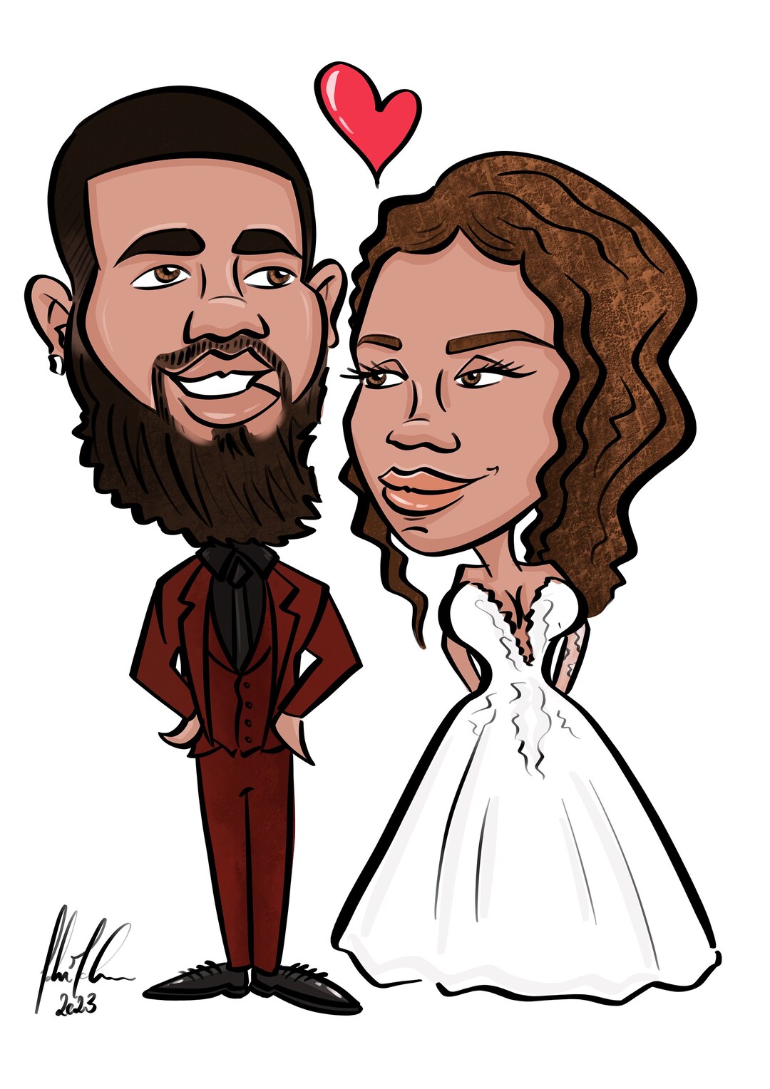 Caricature Drawing From Photos, Wedding Gift for Couple Personalized ...