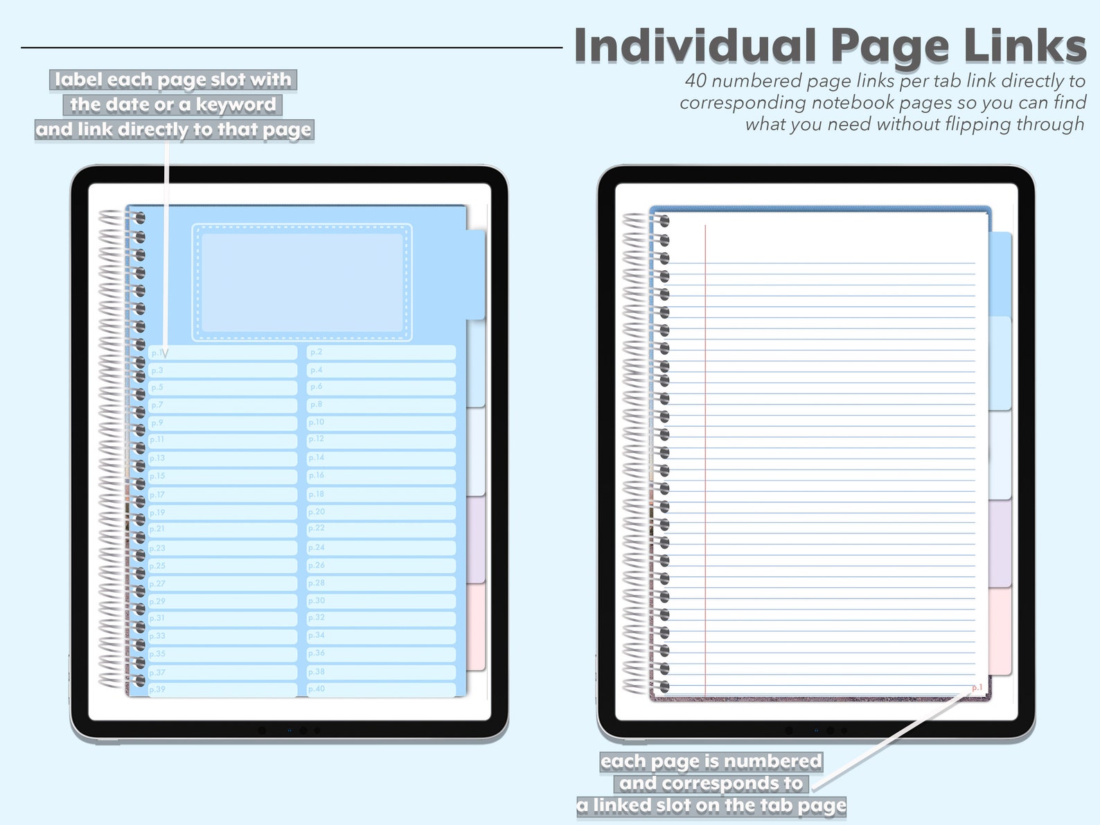 5 Subject Digital Notebook - Hyperlinked Tabs - Note Taking, Journaling ...