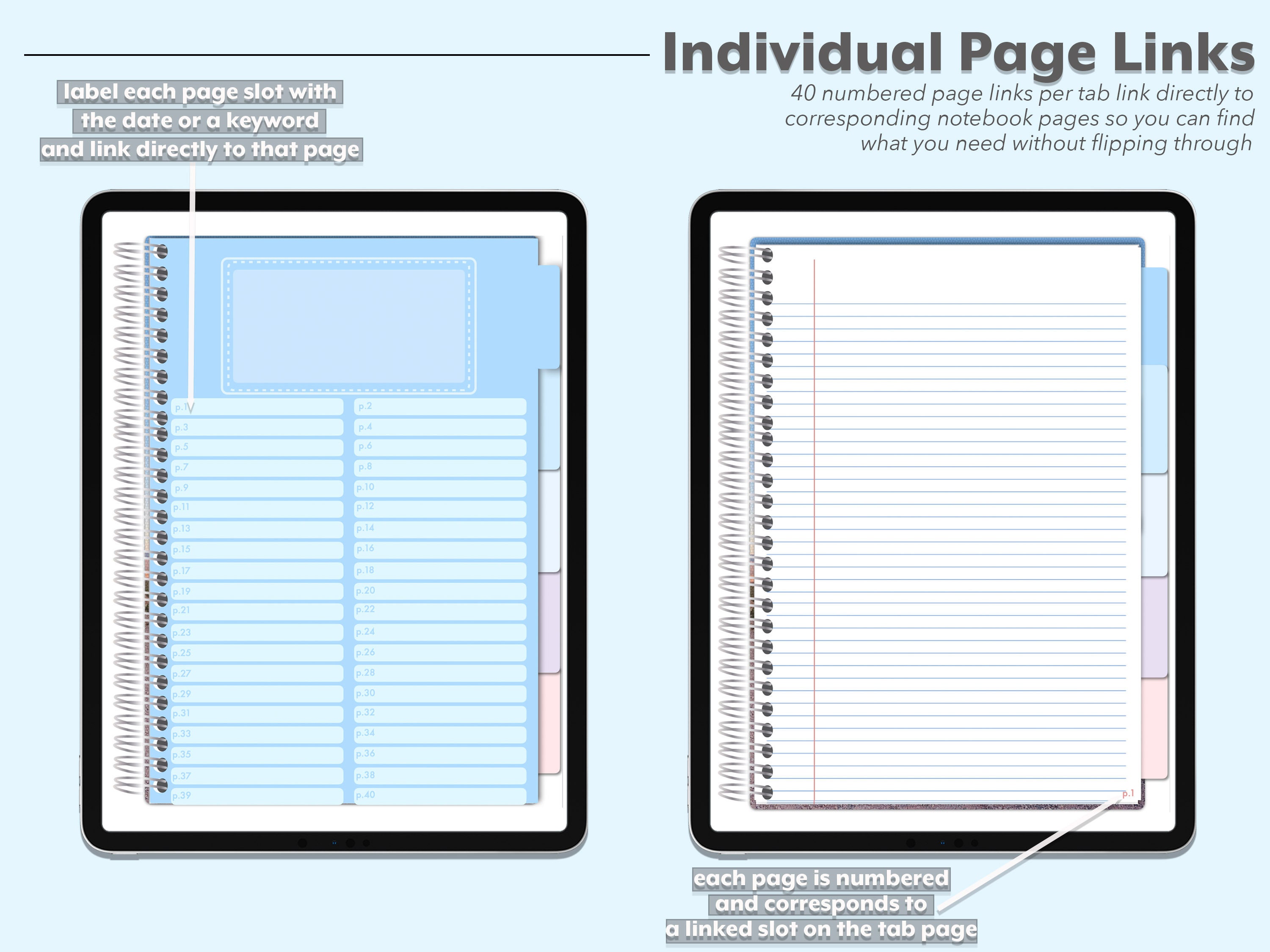 5 Subject Digital Notebook - Hyperlinked Tabs - Note Taking, Journaling ...