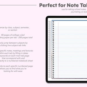 5 Subject Digital Notebook - Hyperlinked Tabs - Note Taking, Journaling ...