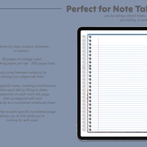 5 Subject Digital Notebook - Hyperlinked Tabs - Note Taking, Journaling ...
