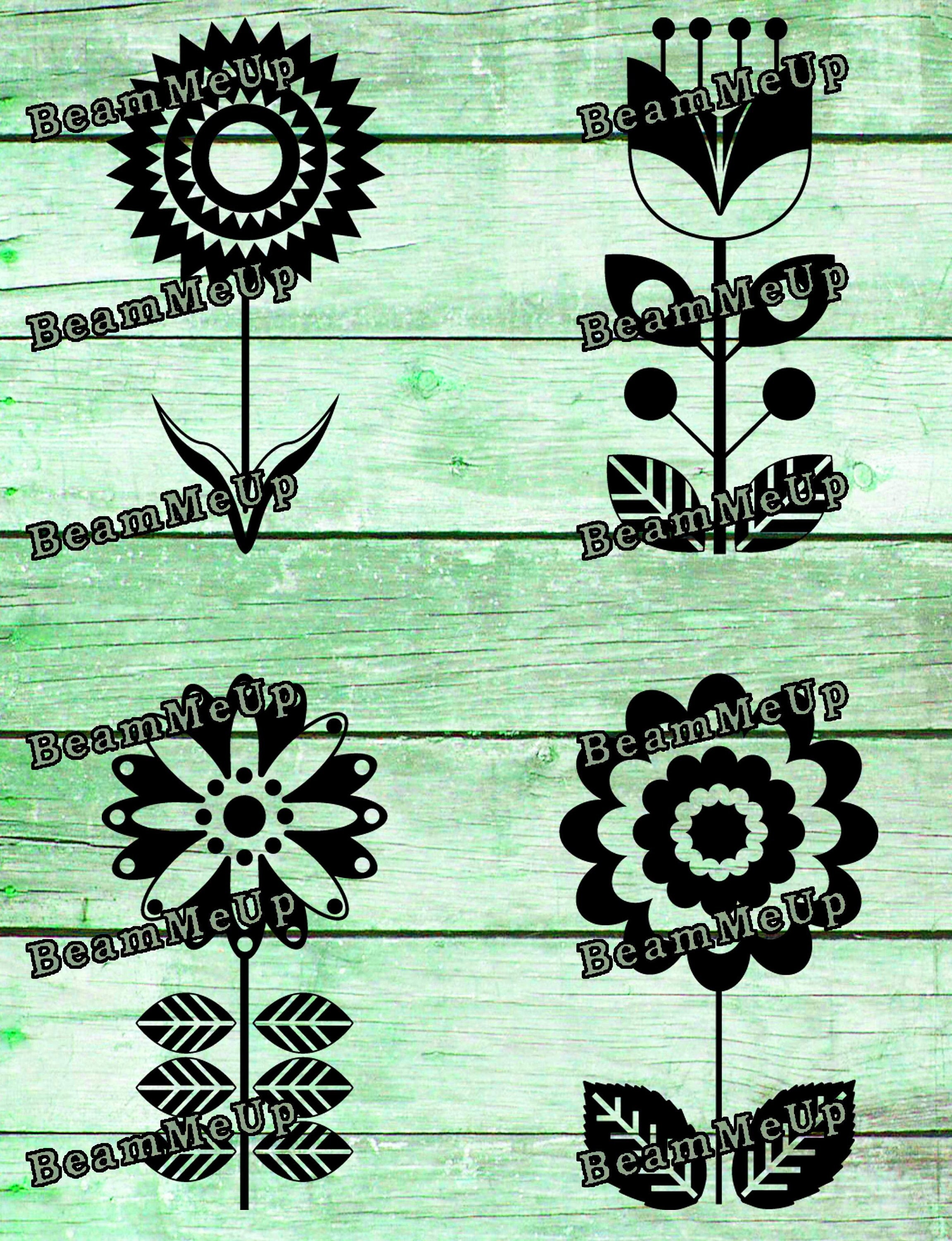 DIGITAL FILE Mid Century Flowers Designs SVG Dfx Ai - Etsy