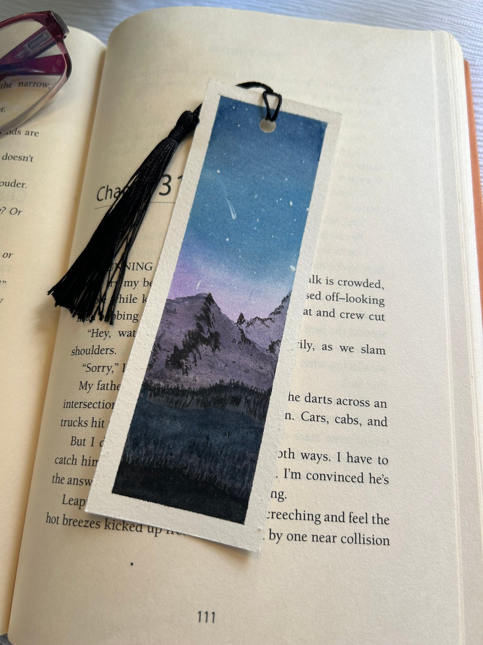 Night Sky With Mountains Bookmark I Hand Painted Bookmark - Etsy