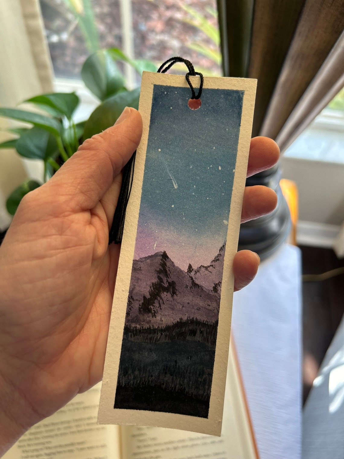 Night Sky With Mountains Bookmark I Hand Painted Bookmark - Etsy