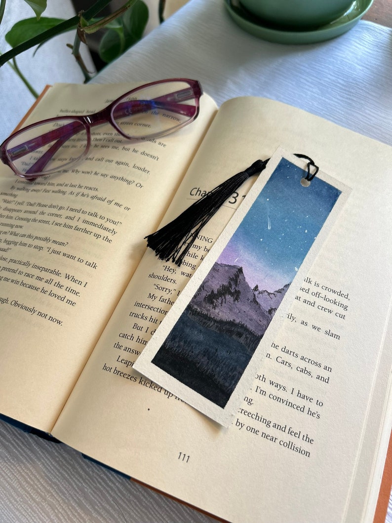 Night Sky With Mountains Bookmark I Hand Painted Bookmark - Etsy