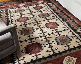 Handmade Wool Jute Rug Homedecor Rugs, Coustme Size Wool Rug, Vintage ...