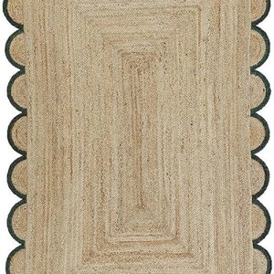 Natural Jute Scalloped Rug, Bohemian Scallop Rug, Natural Jute Rug ...