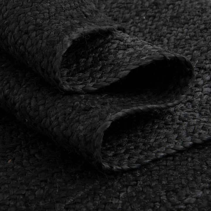 Black Handmade Jute Rug, Boho Living Room Rug/ Natural Jute Rug, Square ...