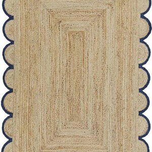 Natural Jute Scalloped Rug, Bohemian Scallop Rug, Natural Jute Rug ...