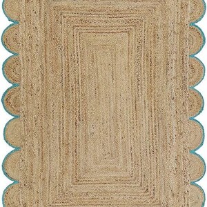 Natural Jute Scalloped Rug, Bohemian Scallop Rug, Natural Jute Rug ...