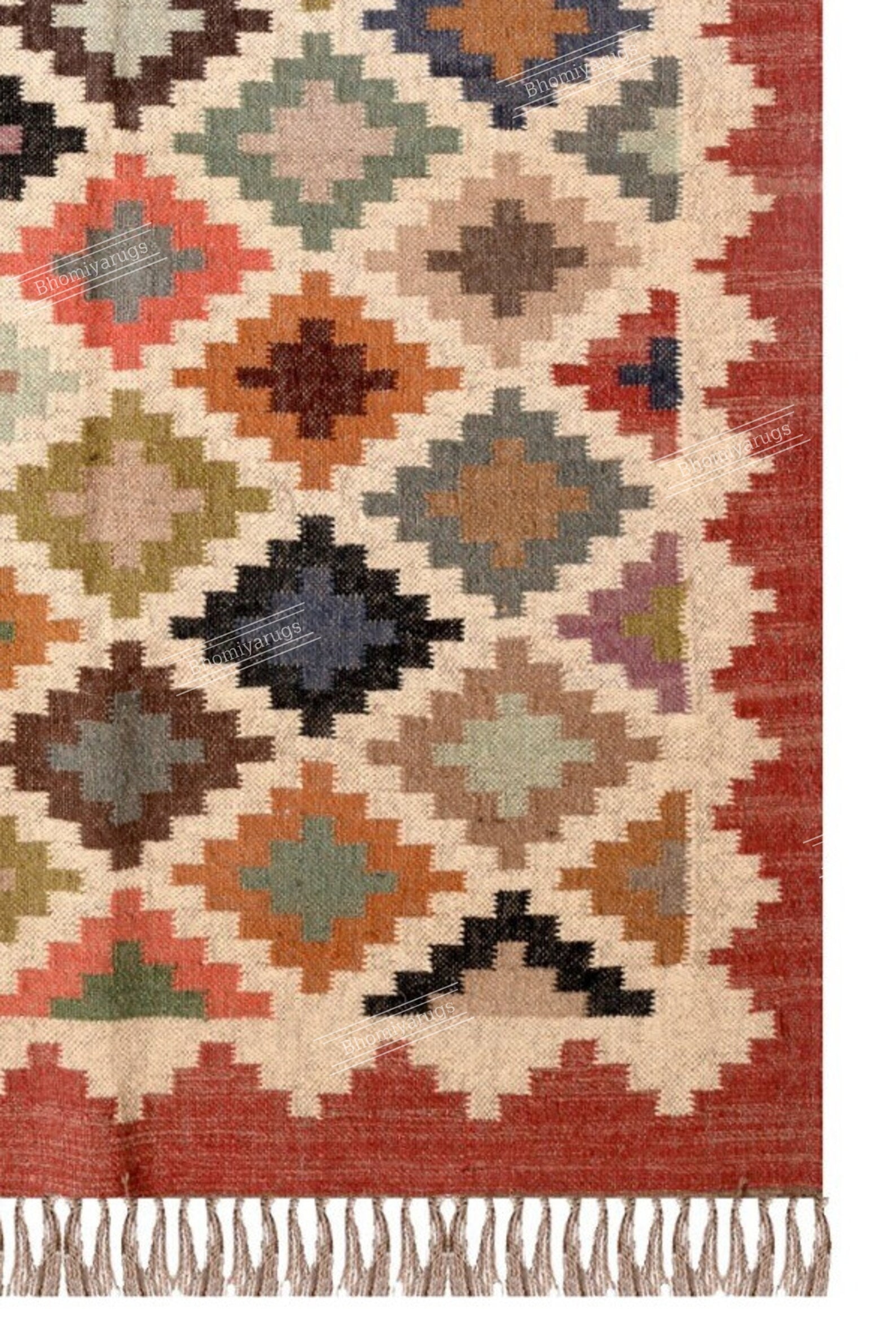 KILIM RUG Wool Jute Rug, Black Boho Rug, Boho Area Rug, Custom Size ...