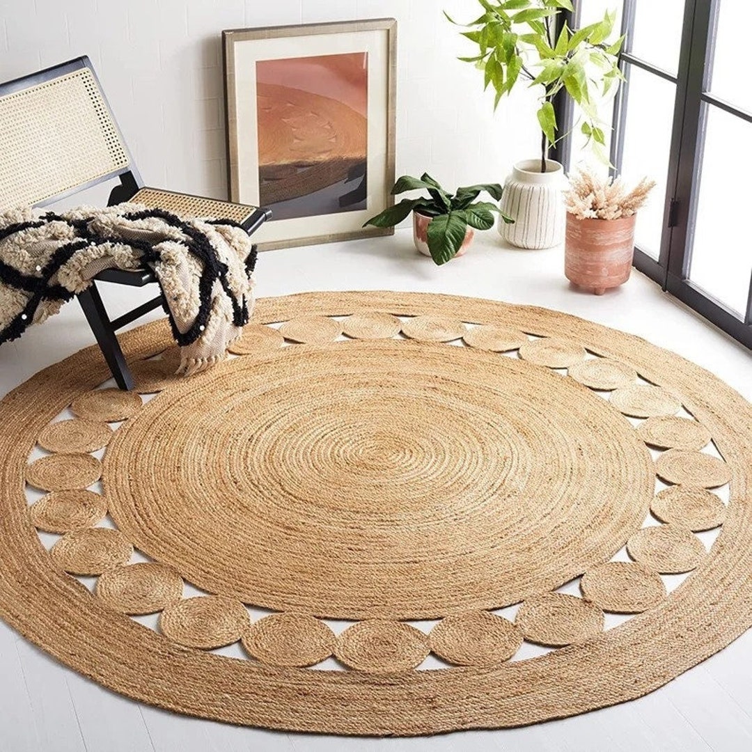 Handmade Braided Jute Round Rug Rustic Eco-friendly Decor - Etsy