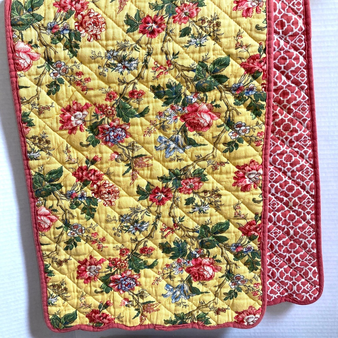 Waverly Reversible Scalloped Edge Floral Table Runner Yellow - Etsy