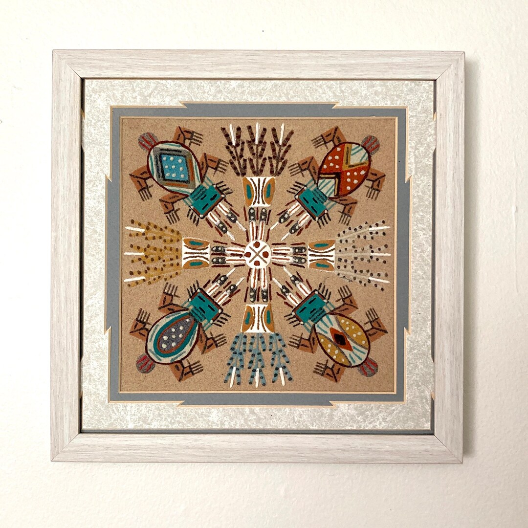 Navajo Native American Sand Painting by Artist Keith Silversmith Signed ...
