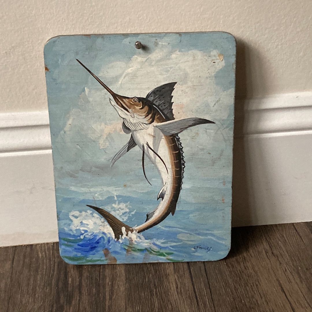 Vintage Oil Painting Marlin Swordfish Jumping Signed Oil - Etsy