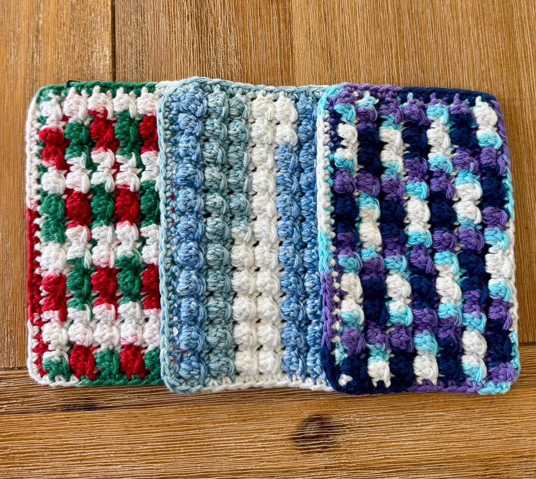 Scrubby Crochet Dishcloth || Handmade Cotton Scrubber Cloth || Reusable ...