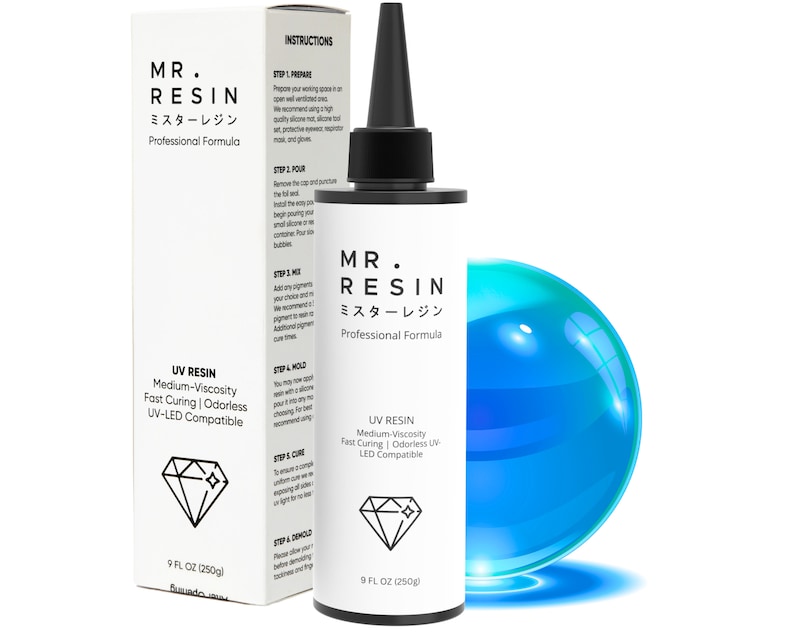 Mr.resin™ Original Craft UV Resin 8.8oz (250g) Crystal Clear Hard Type ...