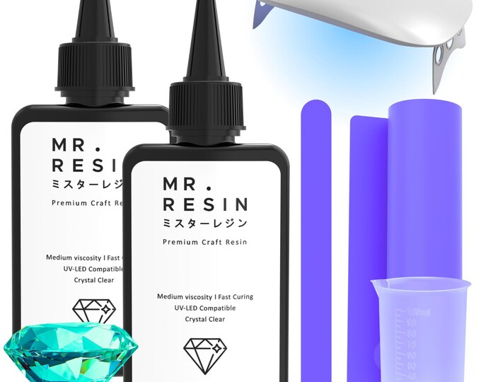 Mr.resin UV Resin Starter Kit: Crystal Clear Hard Type (200g) - Etsy