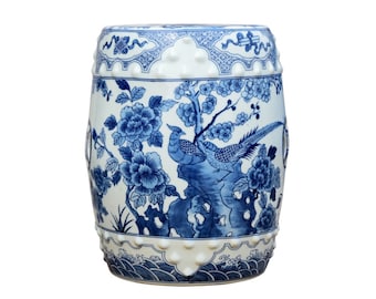 Blue and White Chinoiserie Garden Stool - Etsy