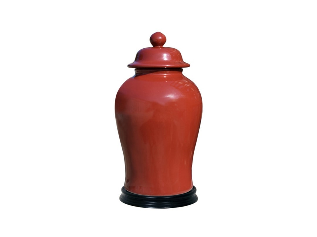 Oxblood Red Porcelain Temple Jar With Black Stand 19" - Etsy