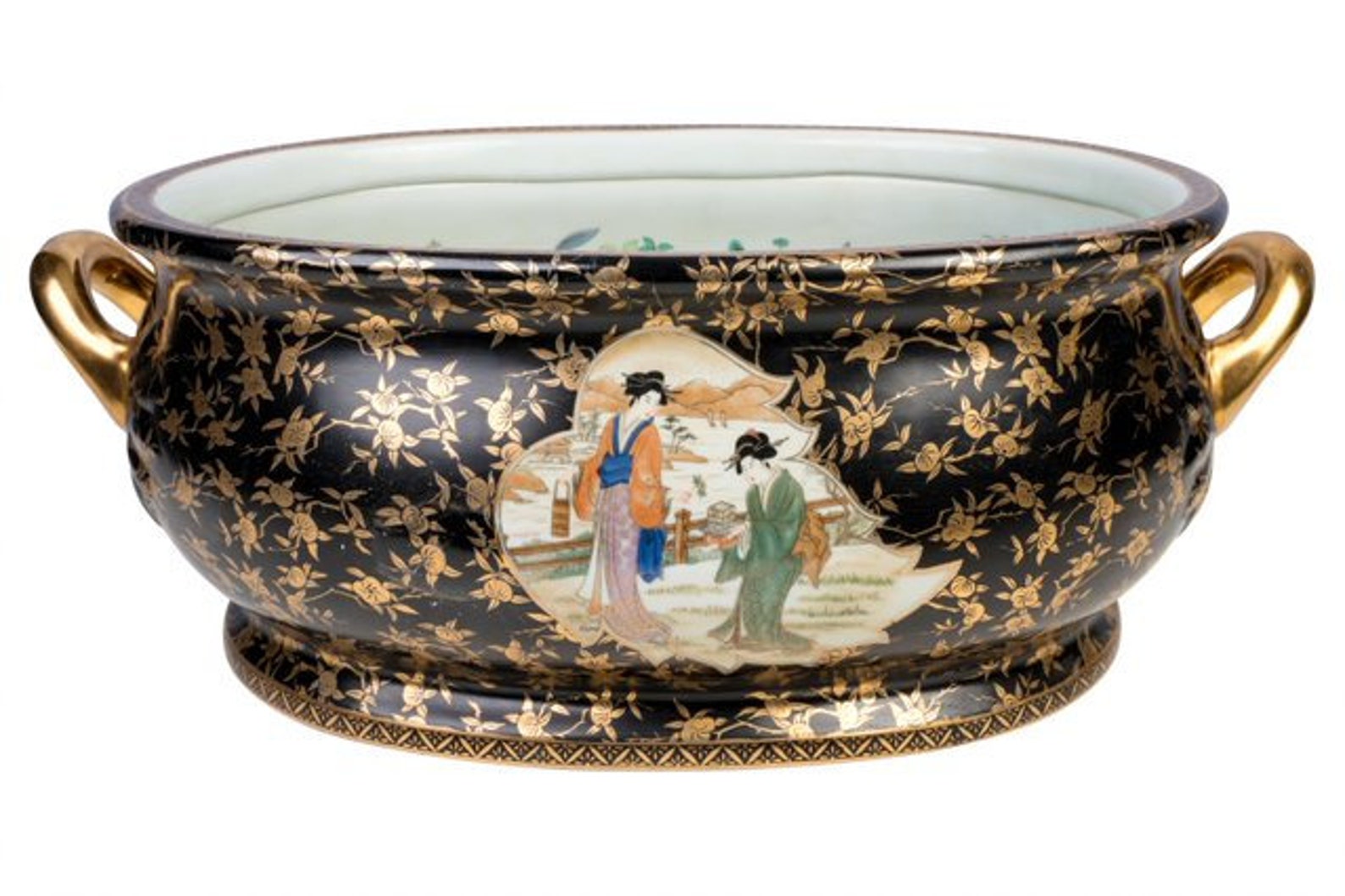 Beautiful Large Chinese Satsuma Porcelain Foot Bath W Gold Paint 22" - Etsy