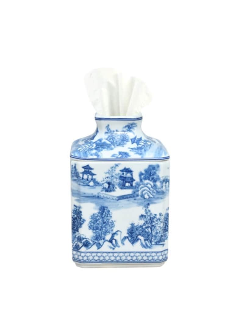 Blue and White Blue Willow Square Porcelain Tissue Box 8" - Etsy