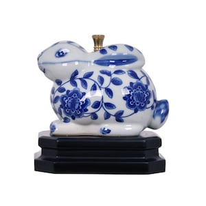 Cute Blue and White Porcelain Bunny Lamp 14.5" - Etsy