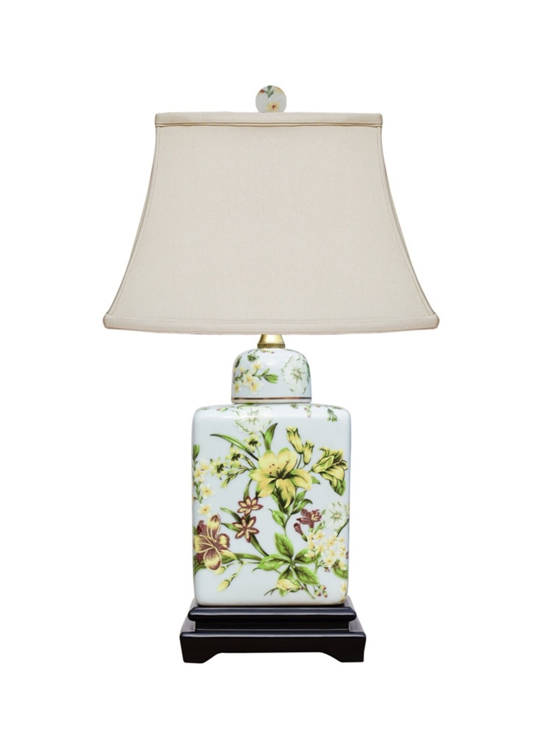 Multicolor Floral Porcelain Chinoiserie Tea Caddy Lamp 18" - Etsy