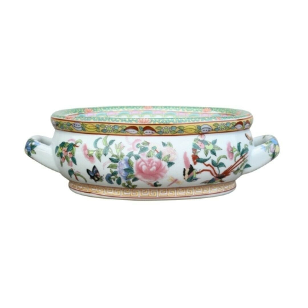 Beautiful Chinese Rose Canton Style Porcelain Basin 12" Long - Etsy