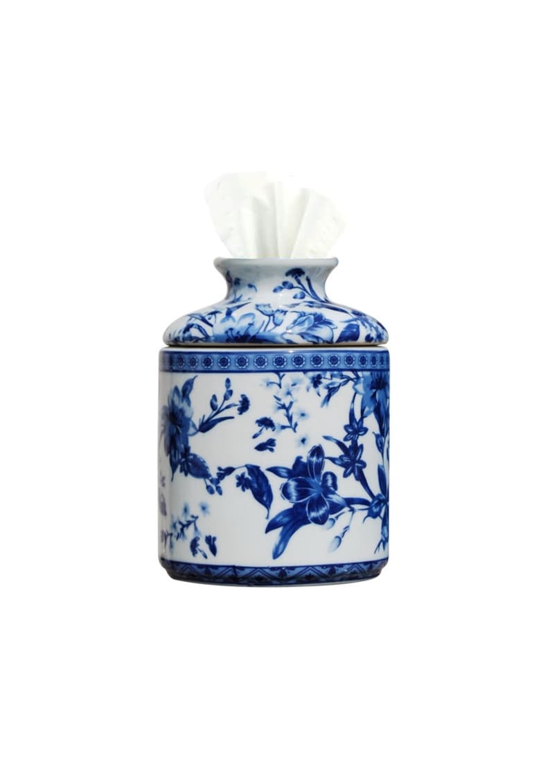 Blue and White Floral Porcelain Tissue Roll Holder 7" - Etsy