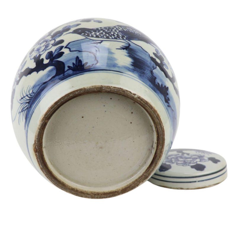 Blue and White Porcelain Bird Motif Ginger Jar 9" or 11" - Etsy