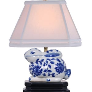 Cute Blue and White Porcelain Bunny Lamp 14.5" - Etsy