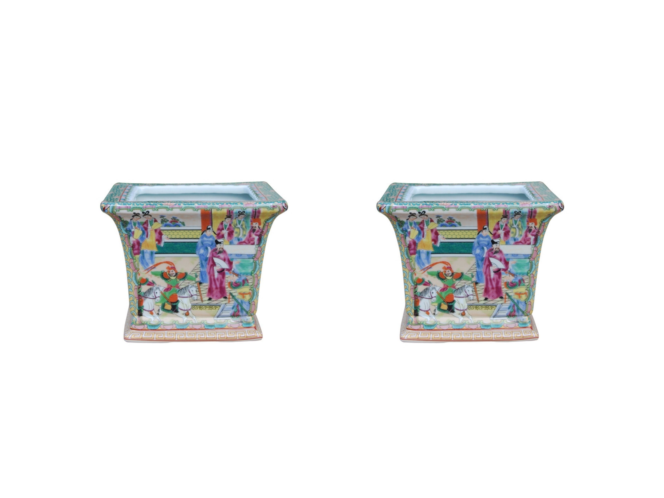 Pair of Square Porcelain Pot Chinese Rose Canton Motif 6" - Etsy