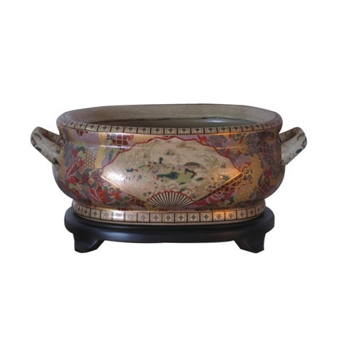 Satsuma Porcelain Foot Bath Basin 16.5" Length Base Included - Etsy