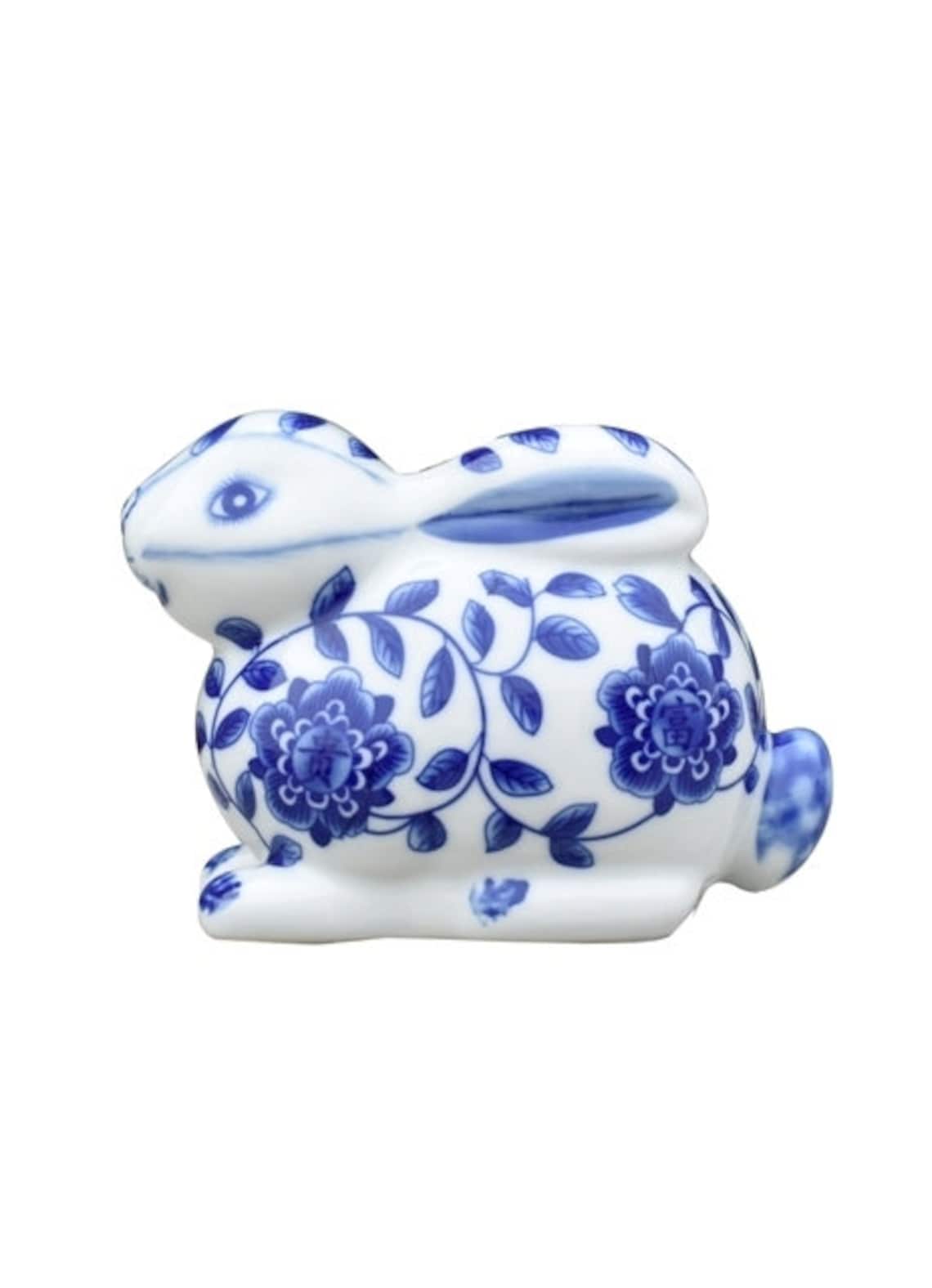 Blue and White Porcelain Bunny Figurine 6" - Etsy