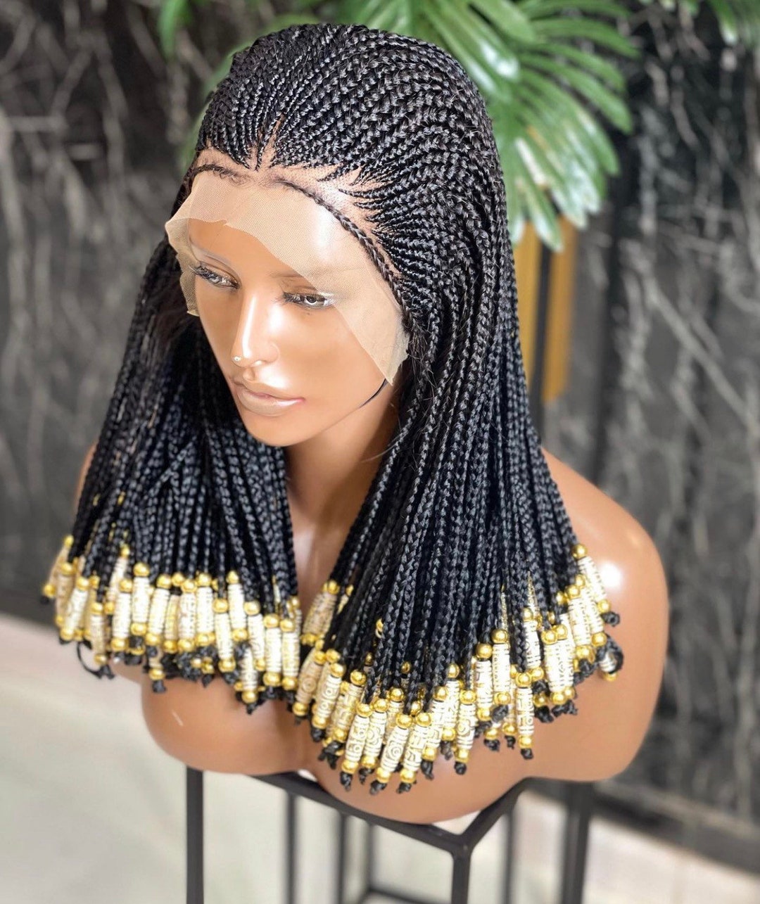 Ready to Ship Beaded Cornrows Braided Wig for Black Women. - Etsy