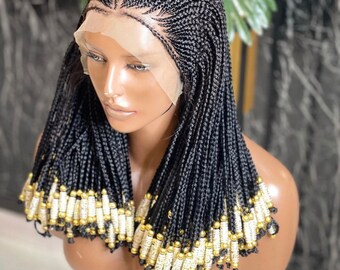 Ready to Ship Handmade All Back Full Lace Cornrow Braided Wig for Black ...