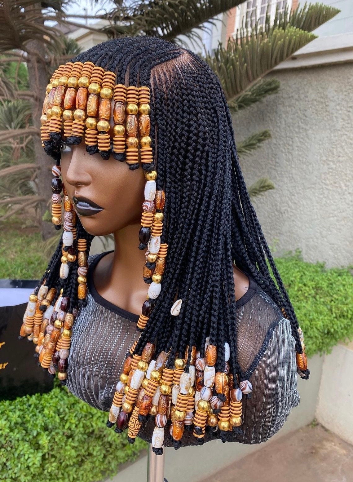 Ready to Ship Handmade Frontal Fringe Beaded Wig for Black Women, Next ...